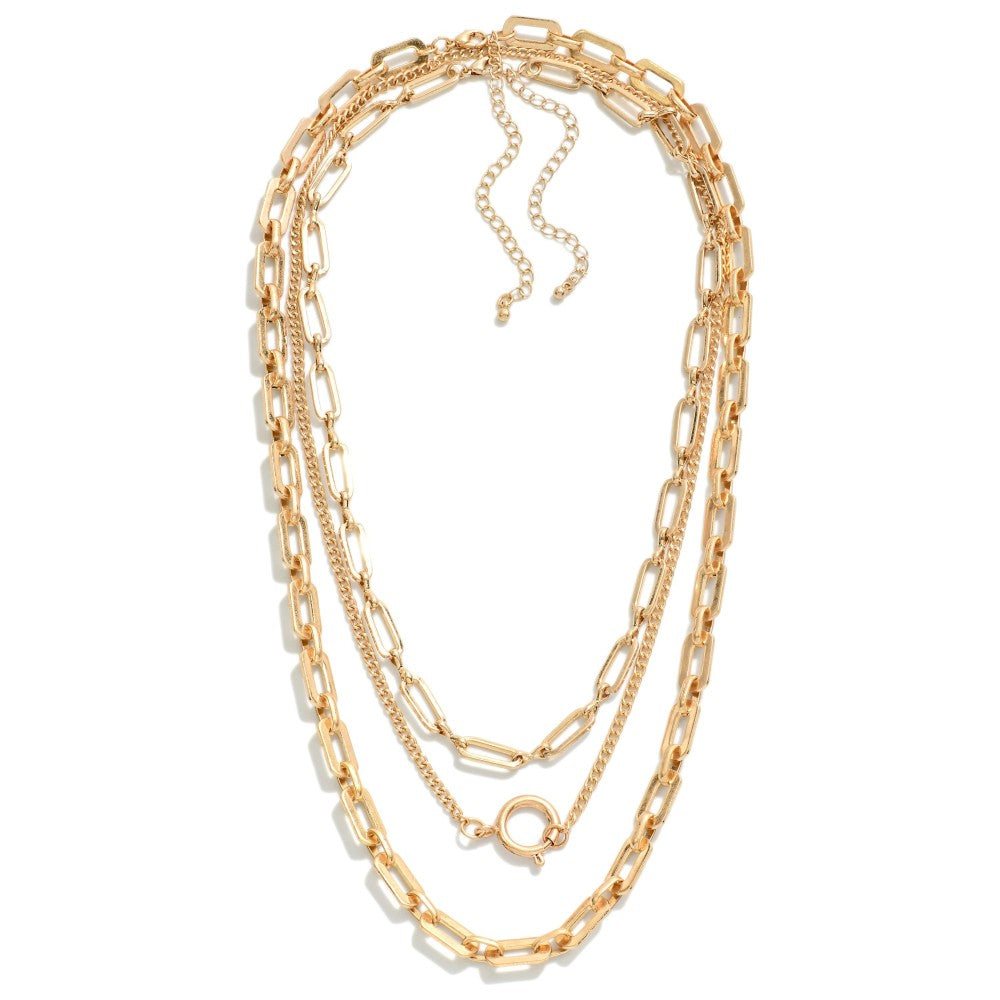 triple layer chain link necklace | gold – Me & Maude