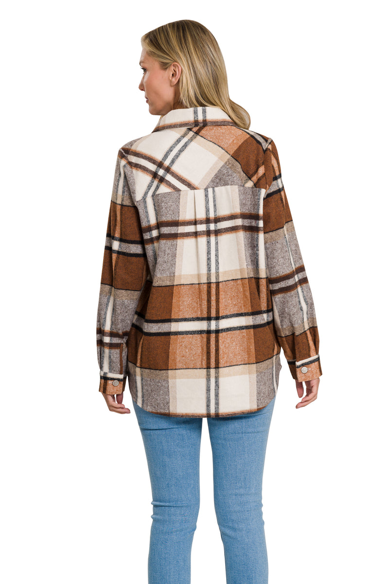 know me well plaid shacket | brown – Me & Maude